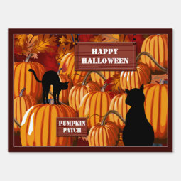 Halloween Pumpkin Patch Cats Yard Sign | Zazzle