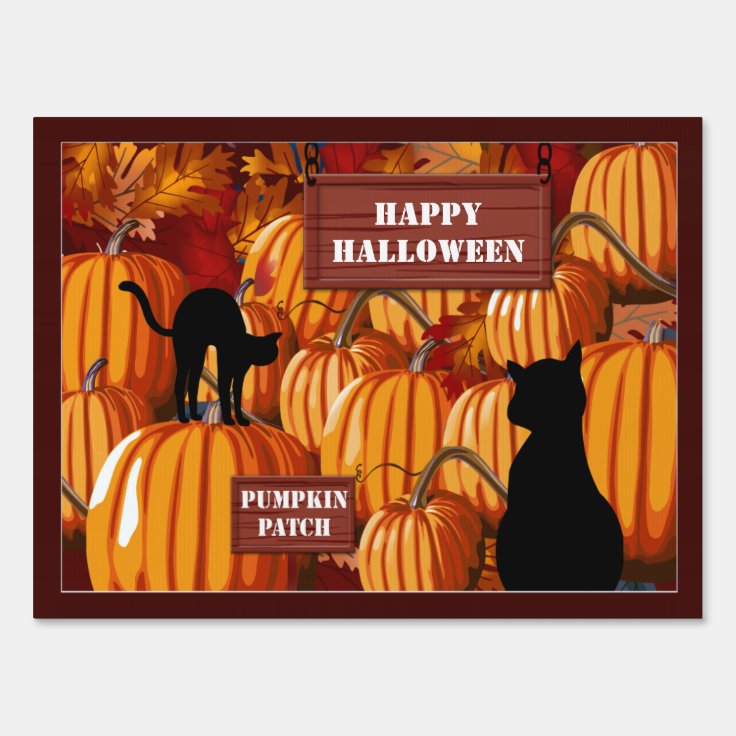 Halloween Pumpkin Patch Cats Yard Sign | Zazzle
