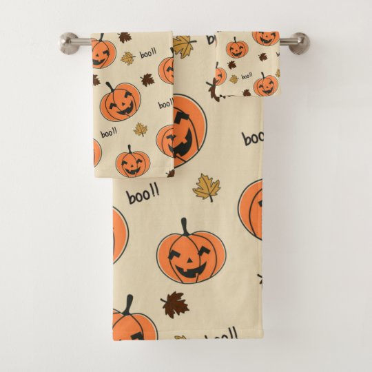 Halloween Pumpkin Seamless Pattern Bath Towel Set | Zazzle.com