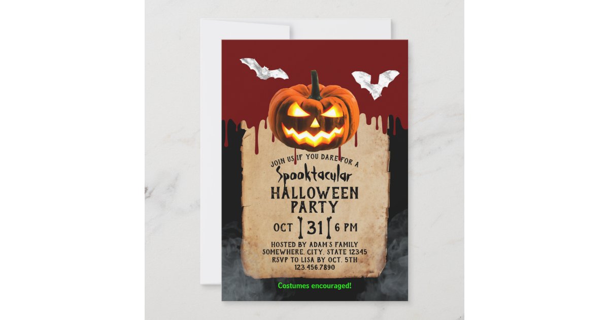 Halloween Pumpkin Spooktacular Blood Dripping Invitation | Zazzle