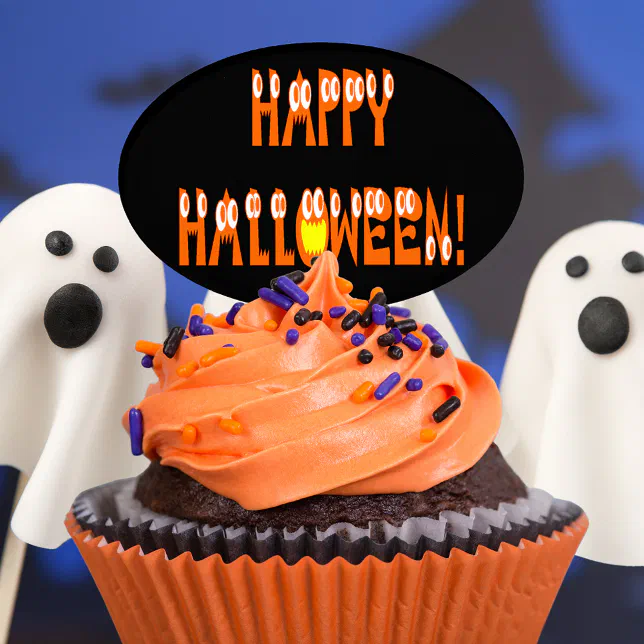 Halloween Pumpkin Squash Text Cake Topper | Zazzle