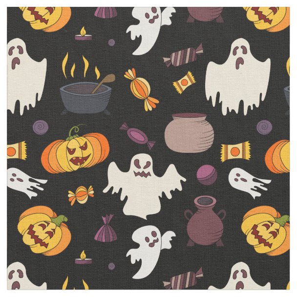 Colorful Witches In Flight. Halloween Pattern Fabric | Zazzle