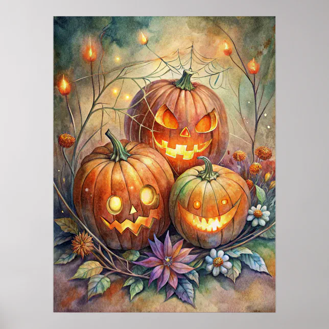 Halloween Pumpkins Poster | Zazzle
