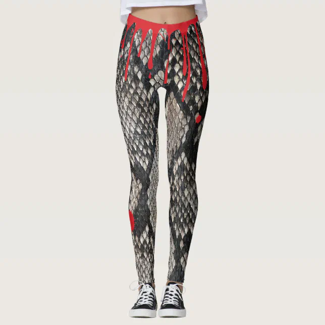 Halloween Python Snake Skin - Gory Dripping Blood Leggings | Zazzle
