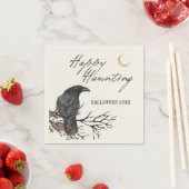 Halloween Raven Happy Haunting Paper Napkin | Zazzle