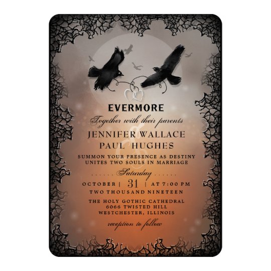 Halloween Ravens and Hearts CUSTOM EDITABLE Invitation | Zazzle.com