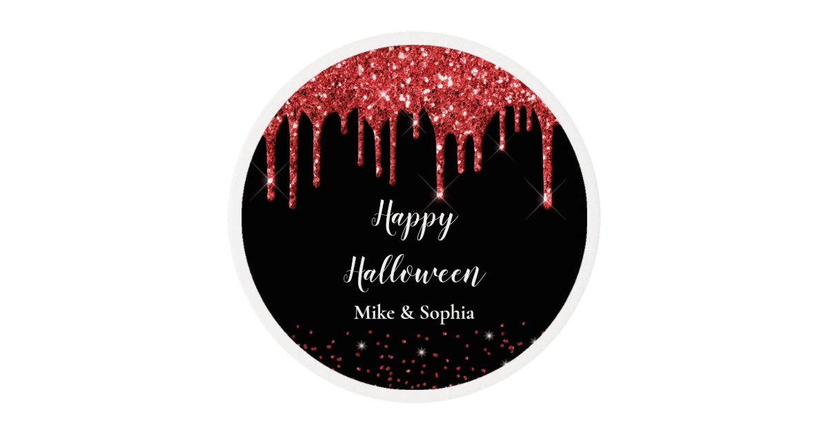 Halloween Red Blood Glitter Dripping Vampire Black Edible Frosting ...