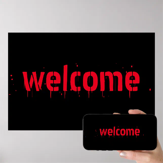Halloween red bloody scary Welcome decor poster | Zazzle