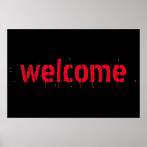 Halloween red bloody scary Welcome decor poster | Zazzle