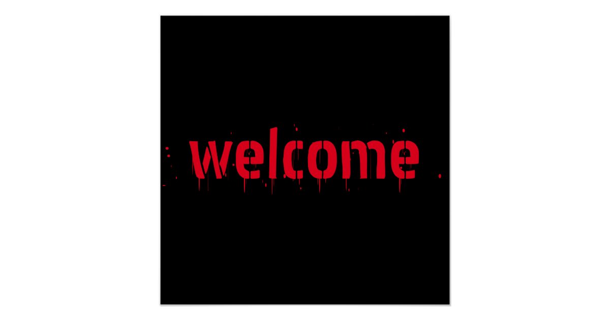 Halloween red bloody scary Welcome decor poster | Zazzle