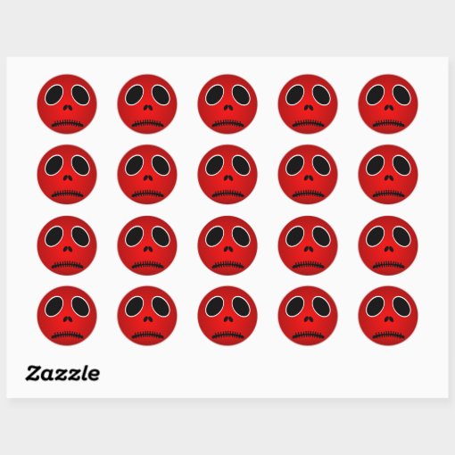 Halloween Red Scary Sad Face Stickers | Zazzle