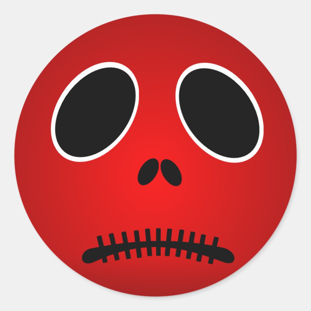 Halloween Red Scary Sad Face Stickers | Zazzle