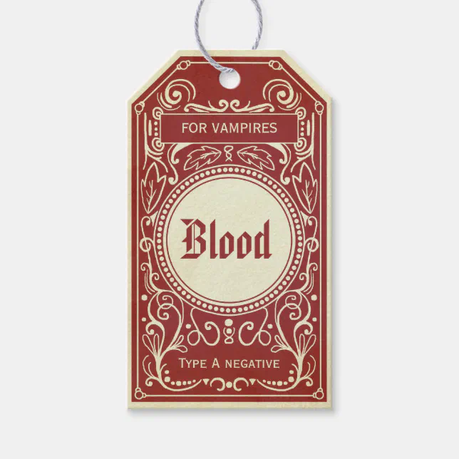 Halloween red vintage vampire blood tag | Zazzle