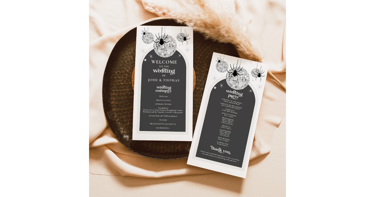 Halloween Retro Disco Spiders Wedding Program | Zazzle
