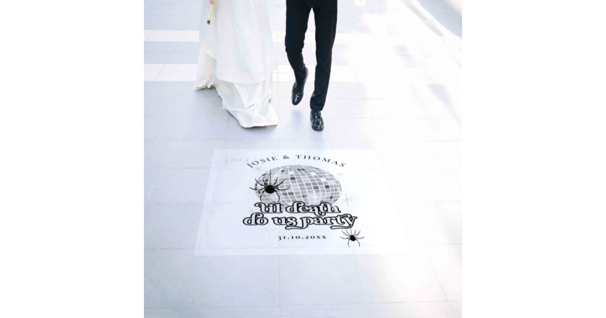 Halloween Retro Spiders & Disco Ball Wedding Floor Decals | Zazzle