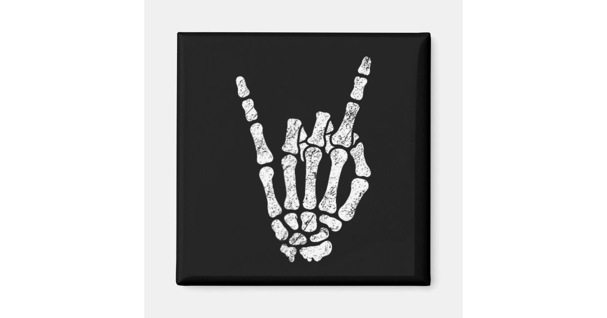 Halloween Rock Hand Sign Skeleton Rock N Roll Symb Magnet | Zazzle