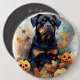 Halloween Rottweiler With Pumpkins Scary Button | Zazzle