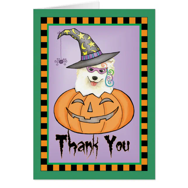 Halloween Samoyed Thank you card | Zazzle
