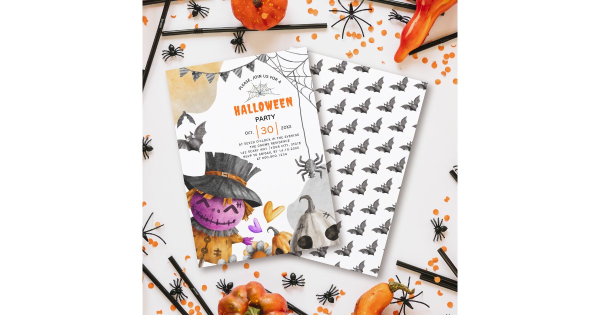Halloween scarecrow themed party invitation | Zazzle