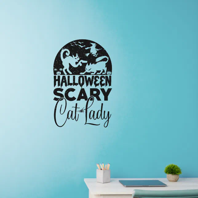 Halloween Scary Cat Lady Black 20"x30" Wall Decal | Zazzle