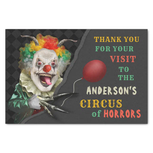 Halloween Scary Clown Adult Creepy Circus Party Tissue Paper | Zazzle