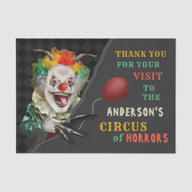 Halloween Scary Clown Adult Creepy Circus Party Tissue Paper | Zazzle