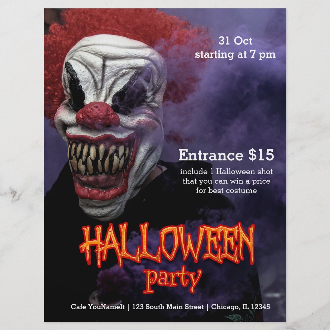 Halloween Scary Clown Flyer | Zazzle