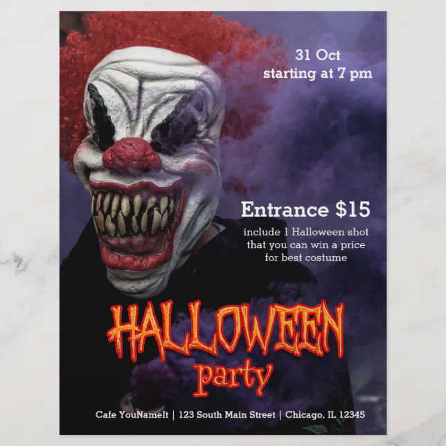 Halloween Scary Clown Flyer | Zazzle