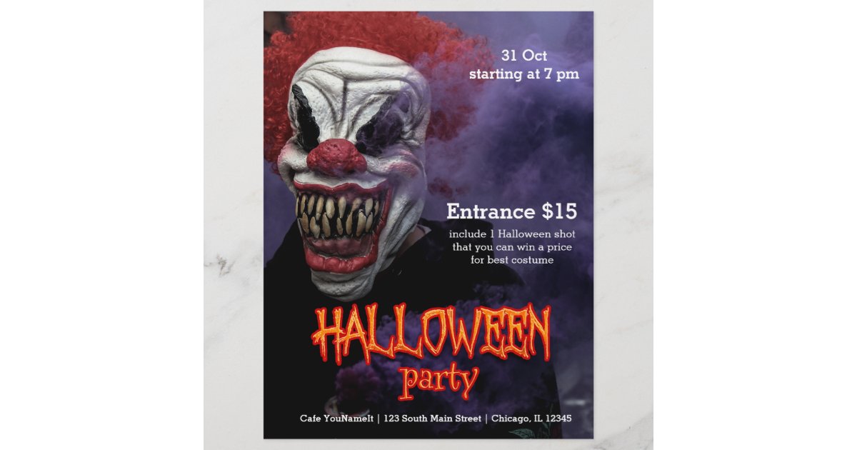 Halloween Scary Clown Flyer | Zazzle