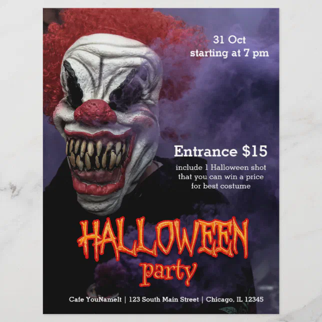 Halloween Scary Clown Flyer | Zazzle