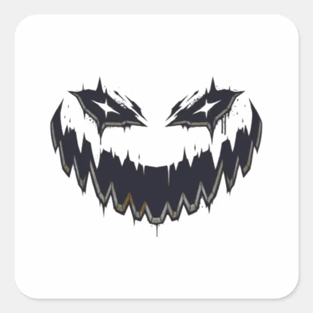 Halloween Scary Evil Pumpkin Funny Pumpkin Head Cl Square Sticker | Zazzle