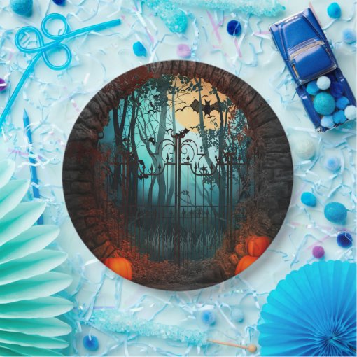 Halloween Scary Scene (2) Both Sizes Paper Plates | Zazzle