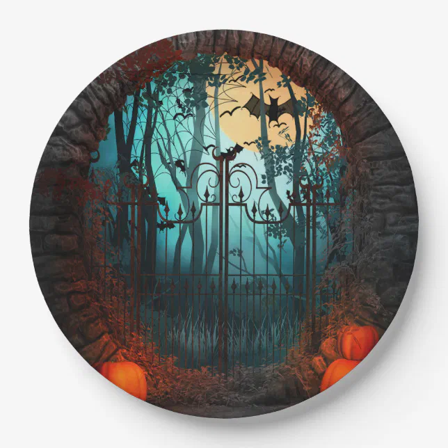 Halloween Scary Scene (2) Both Sizes Paper Plates | Zazzle