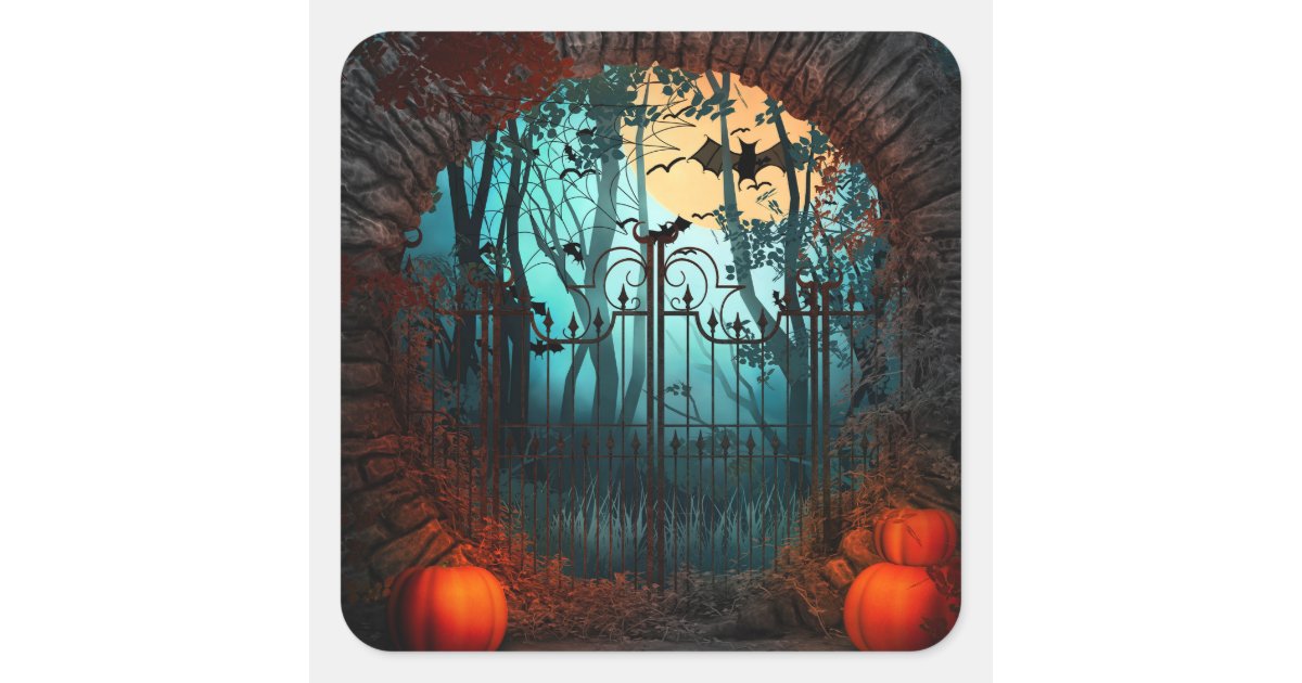Halloween Scary Scene (2) - Customize Square Sticker | Zazzle
