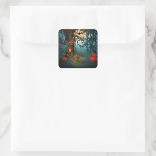 Halloween Scary Scene (3) - Customize Square Sticker | Zazzle