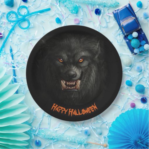 Halloween Scary Werewolf Paper Plates | Zazzle