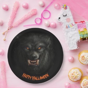 Halloween Scary Werewolf Paper Plates | Zazzle