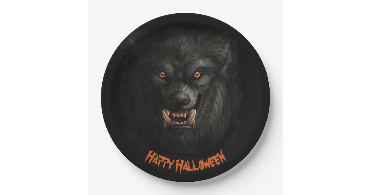 Halloween Scary Werewolf Paper Plates | Zazzle