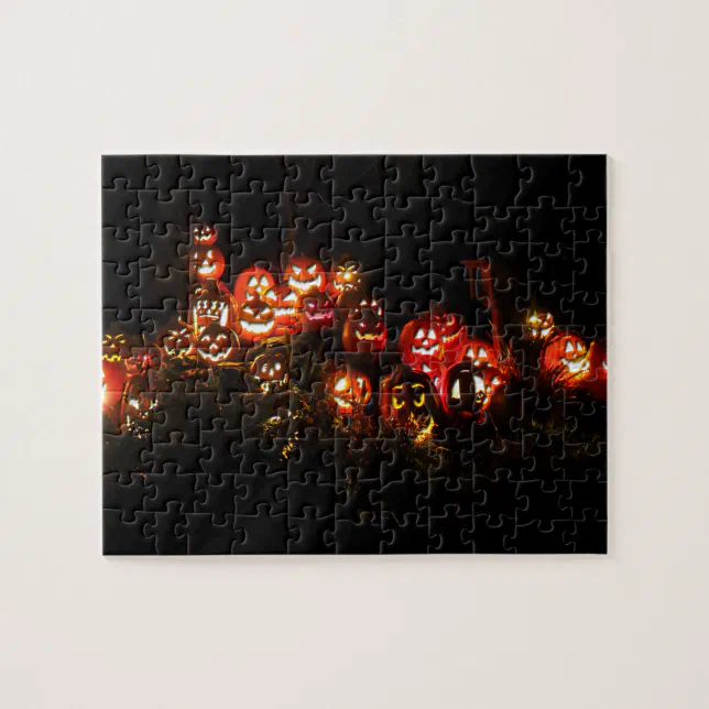 Halloween Scene Filled with Jack-O-Lanterns Jigsaw Puzzle | Zazzle
