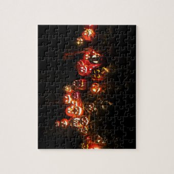 Halloween Scene Filled with Jack-O-Lanterns Jigsaw Puzzle | Zazzle