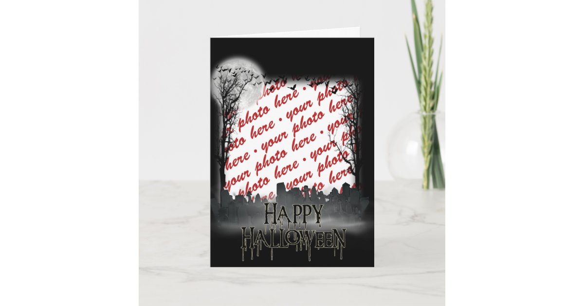 Halloween Scene Photo Frame Card | Zazzle