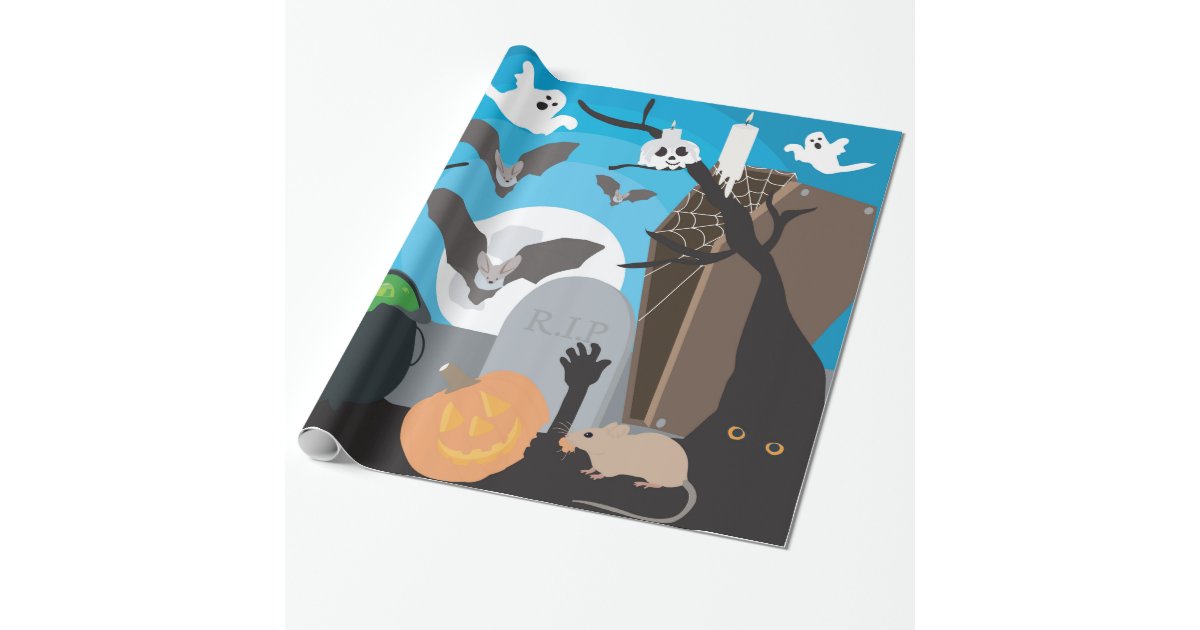 Halloween Scene Wrapping Paper | Zazzle