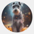 Halloween Schnauzer With Pumpkins Scary Classic Round Sticker | Zazzle