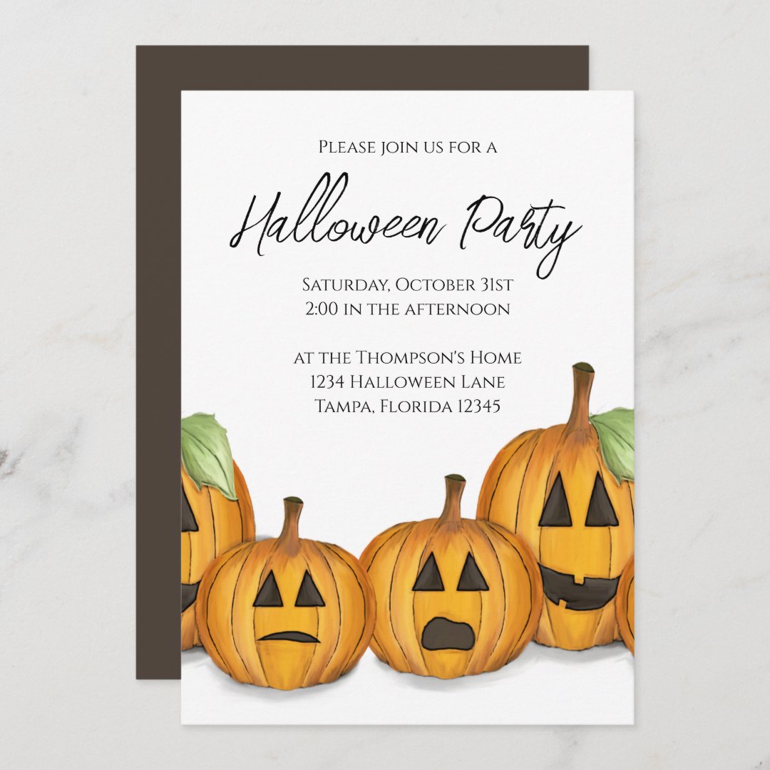 Halloween Simple Cute Pumpkin QR Code Social Media Invitation | Zazzle