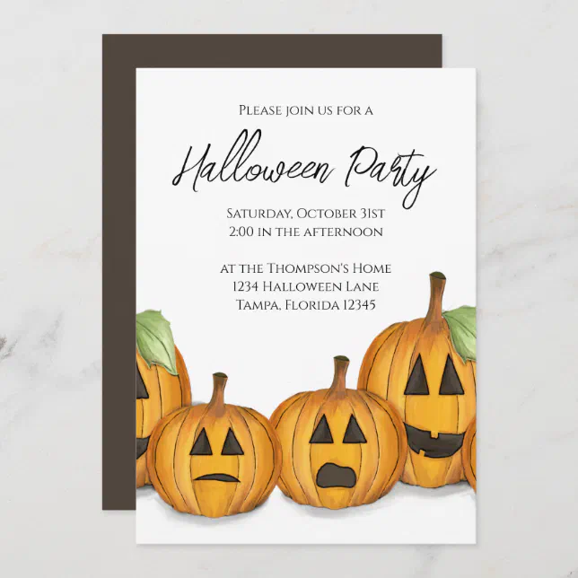 Halloween Simple Cute Pumpkin QR Code Social Media Invitation | Zazzle