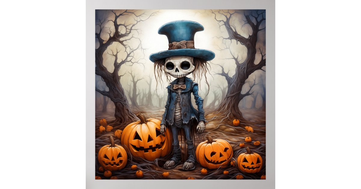 Halloween Skeleton Art Poster | Zazzle