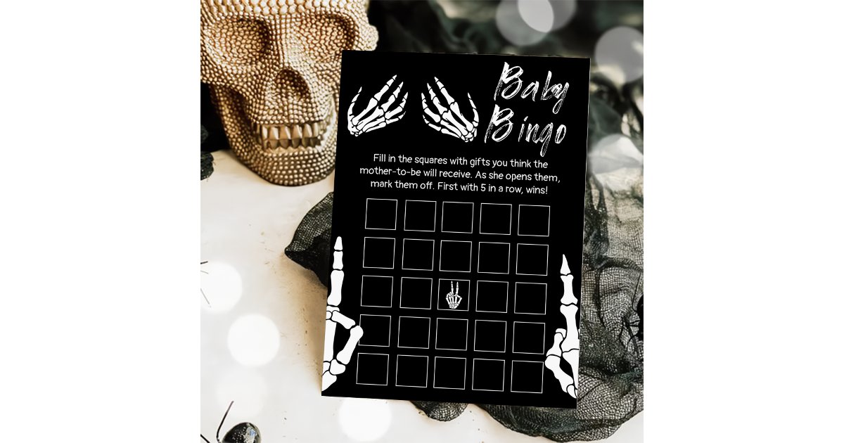Halloween Skeleton Baby Shower Bingo Game Invitation | Zazzle