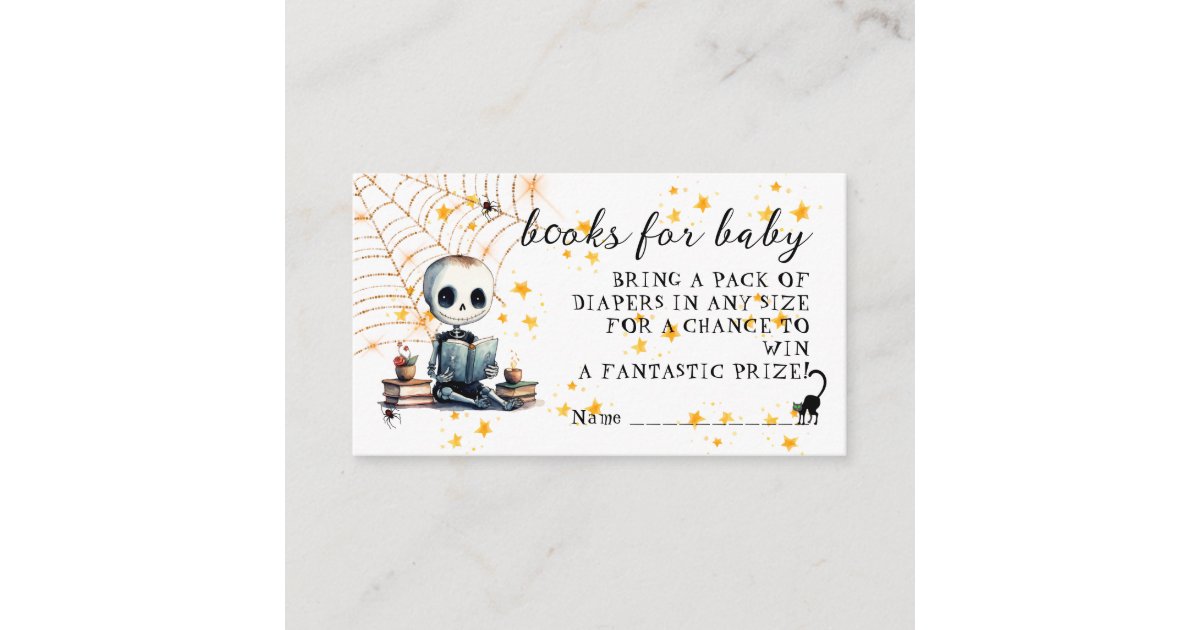 Halloween Skeleton Baby Shower Diaper Raffle Enclosure Card | Zazzle