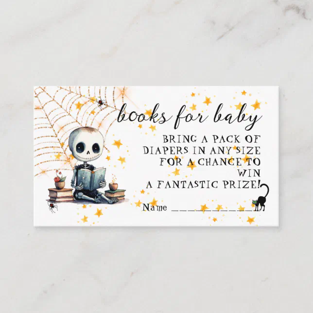 Halloween Skeleton Baby Shower Diaper Raffle Enclosure Card | Zazzle