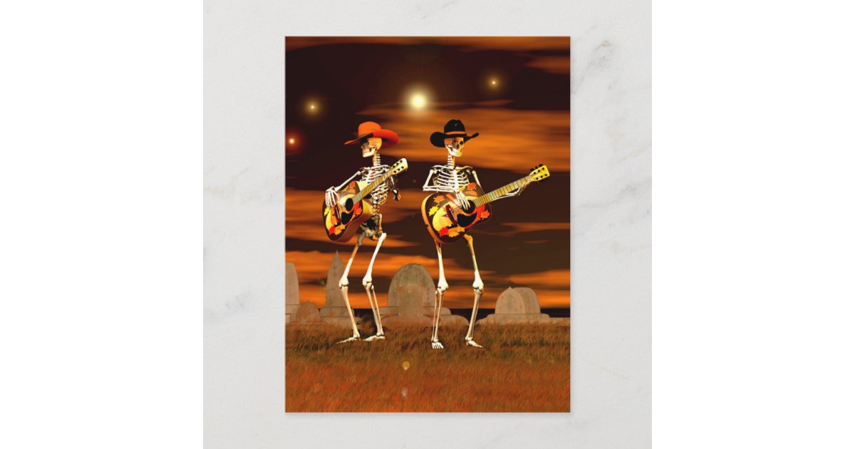Halloween Skeleton Concert Postcard | Zazzle